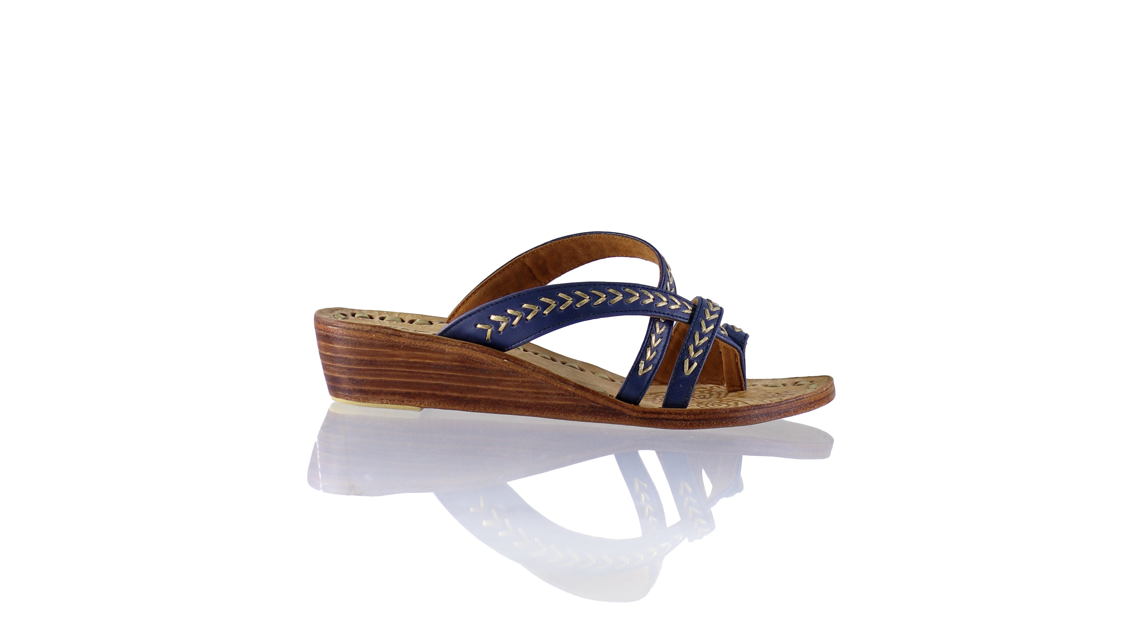 Edo No Strap 35mm Wedges - Navy & Gold – NILUH DJELANTIK